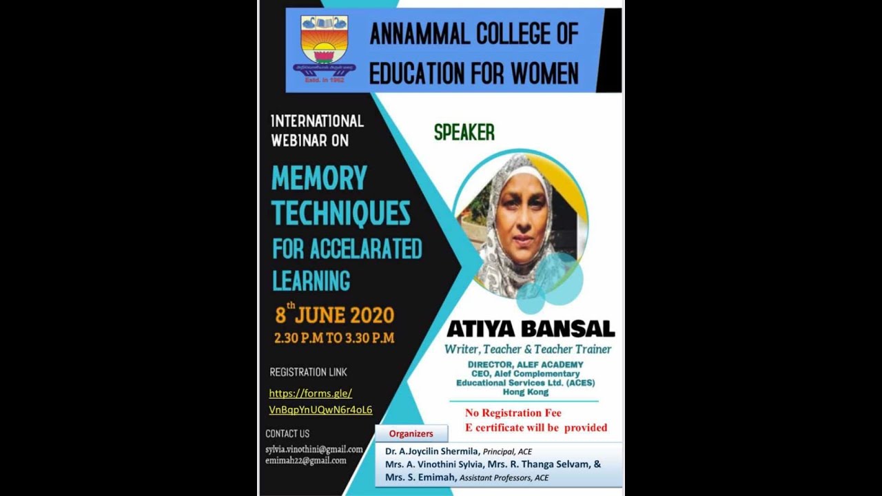 International Webinar on Memory Techniques for Accelerated Learning ...