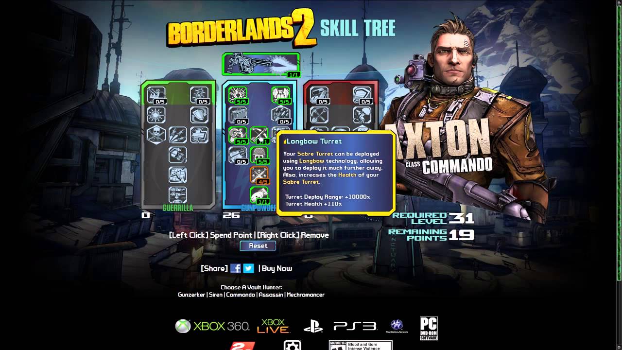 Borderlands 2 Interaktives Skill Tree Tutorial - AXTON - GUNPOWDER ...