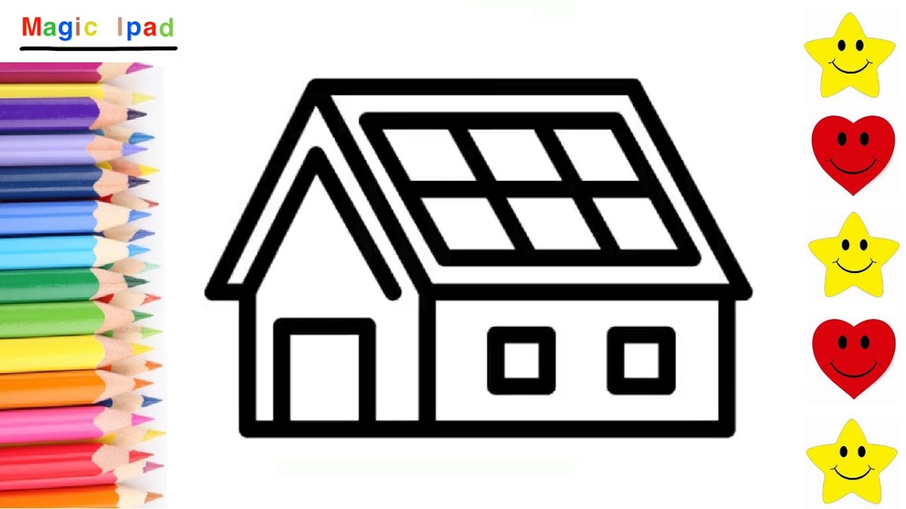 Como dibujar una CASA CON PLACA SOLAR | dibujos niños 💓⭐ How to draw a ...