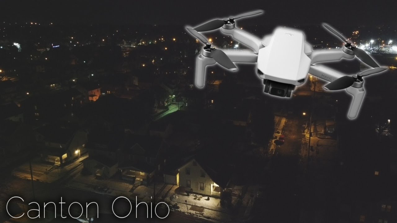 NIGHT FLIGHT Canton Ohio - Shot with DJI Mavic Mini FlyCam Drone - YouTube