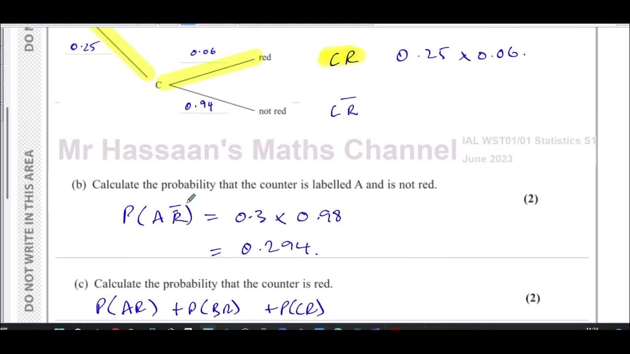 WST01/01, (Edexcel) IAL S1 June 2023, Q4, Probability, Trees, Conditional - YouTube