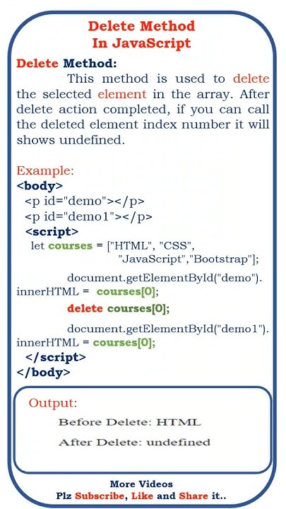 Delete Method In Javascript Coding Javascriptcore Jscript Java Class Developer Exceptions