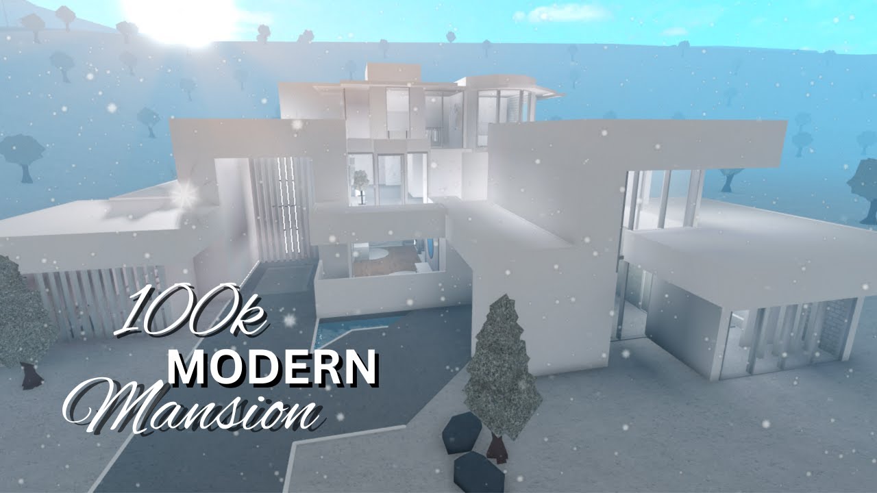 100K Modern Mansion | ROBLOX BLOXBURG SPEEDBUILD - YouTube