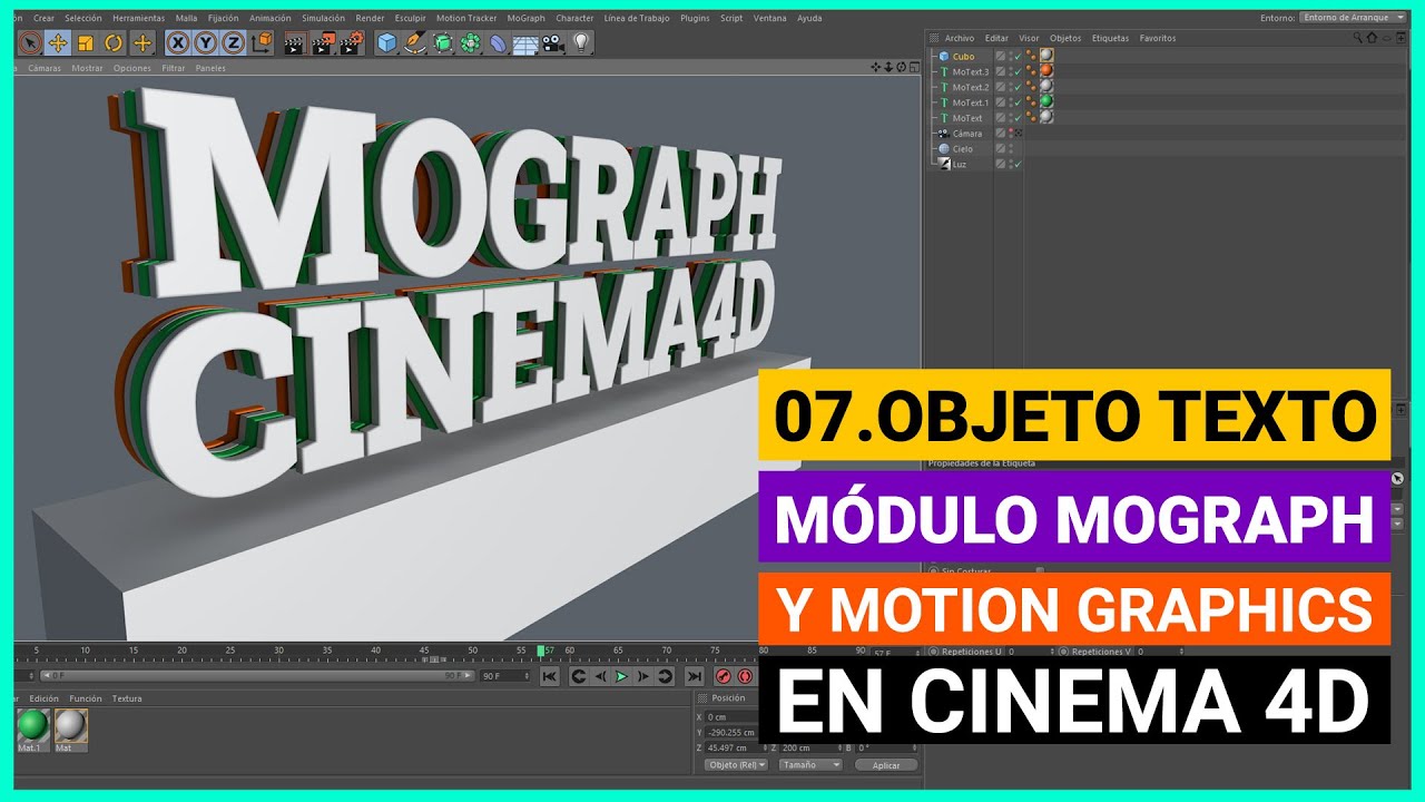 Cinema 4D - Módulo mograph y motion graphics | 07.Objeto texto - YouTube