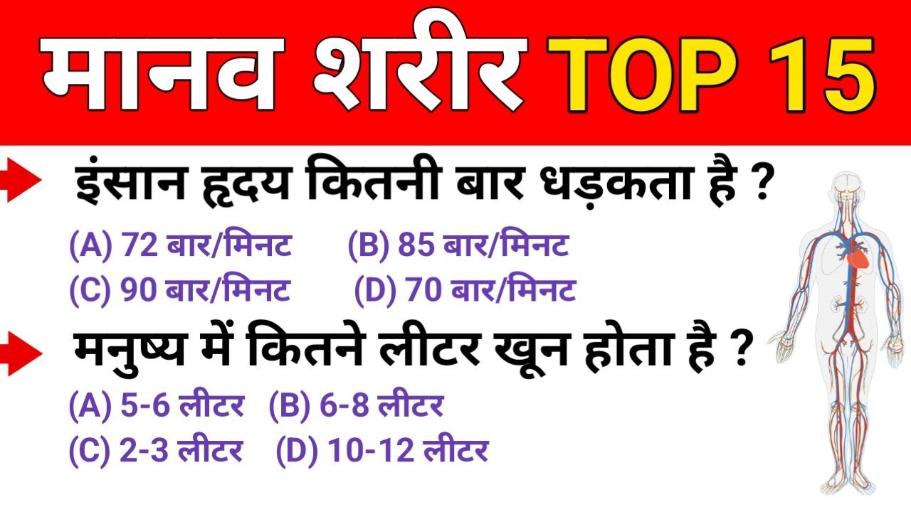 मानव शरीर । Human Body। India Top Gk Questions। All Indian Exams - YouTube
