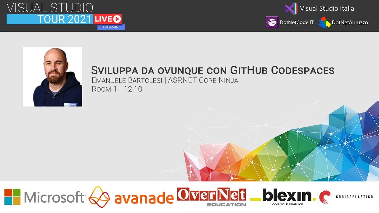 Sviluppa da ovunque con GitHub Codespaces - Emanuele Bartolesi - YouTube