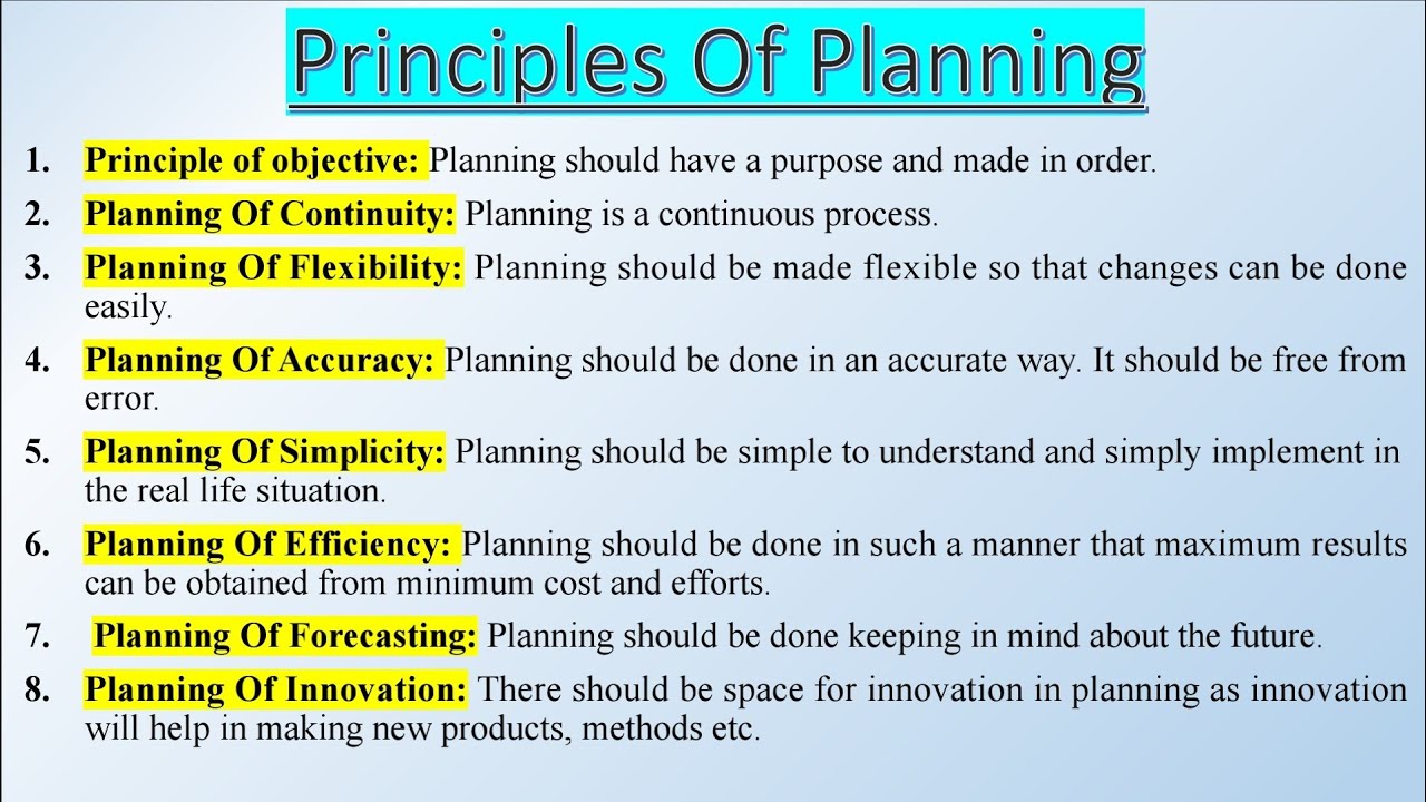 Principle Of Planning || Management Concept and organisational Behavior ...