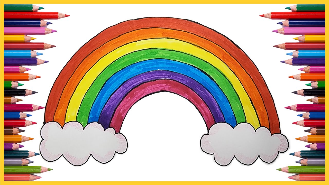 How to Draw Rainbow and Clouds | Rainbow Drawing for kids | Easy ...