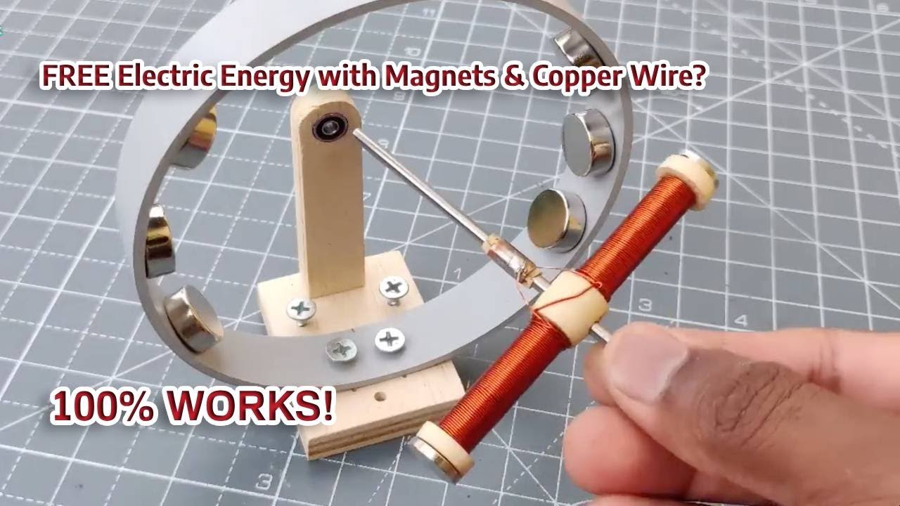 Generate Free Electric Energy Using Magnets, Copper Wire & Iron Rod ...