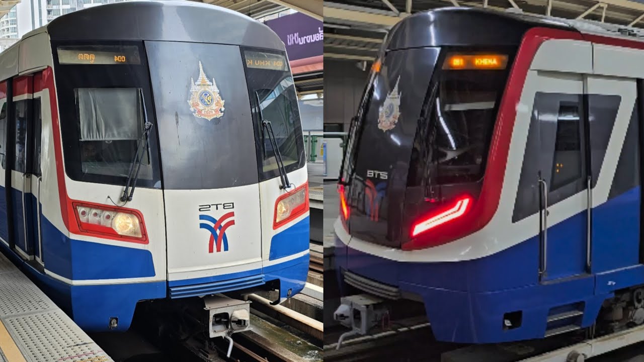 曼谷捷運 BTS EMU-B/EMU-B3 進出站合輯 - YouTube