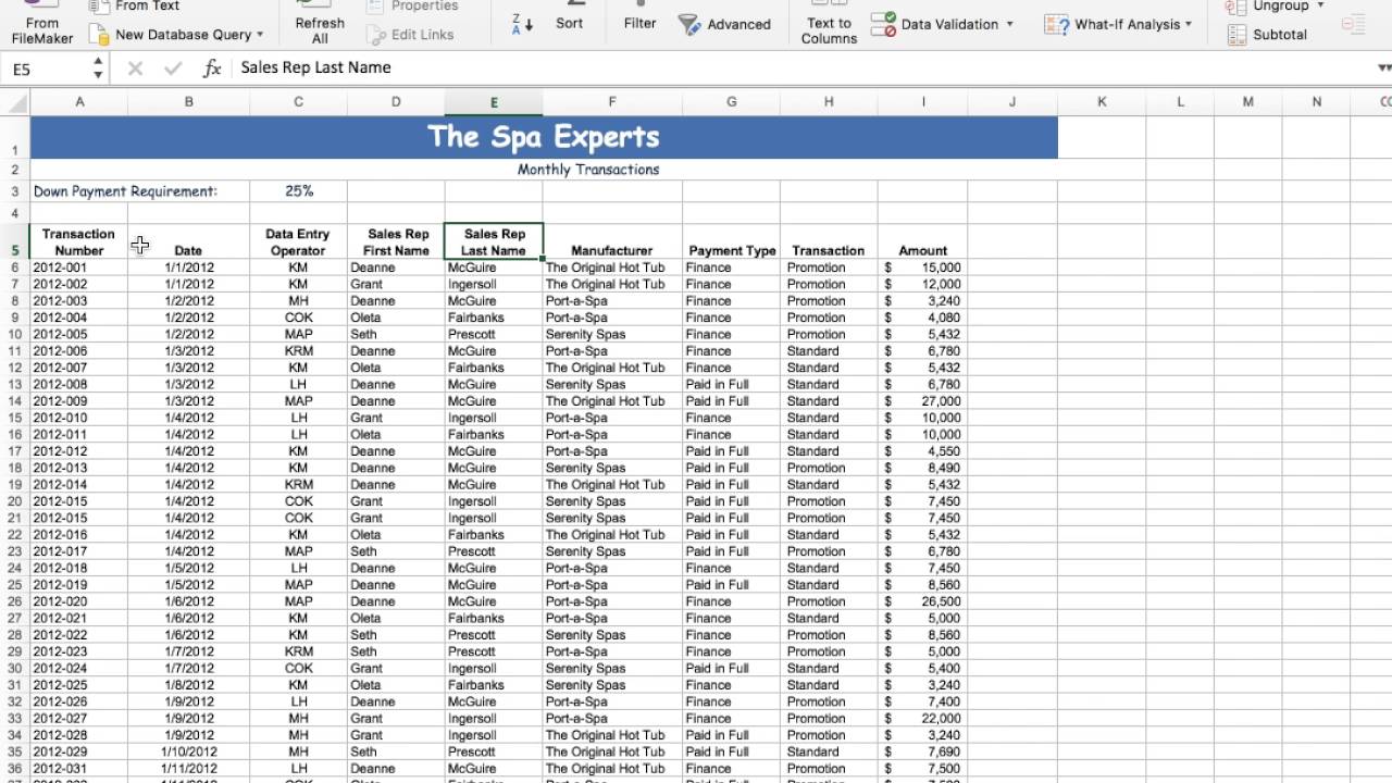 Excel Spa project Part 1 - YouTube