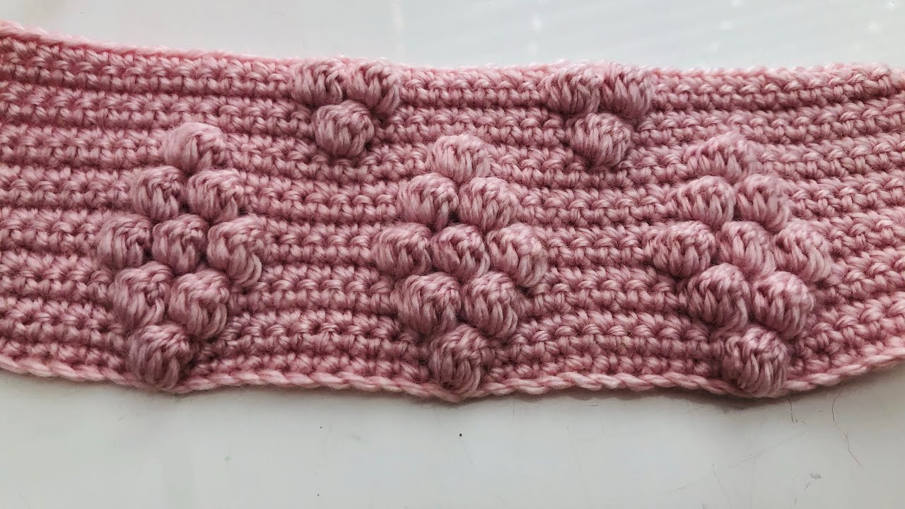Crochet Diamonds bobble stitch/ popcorn stitch tutorial - YouTube