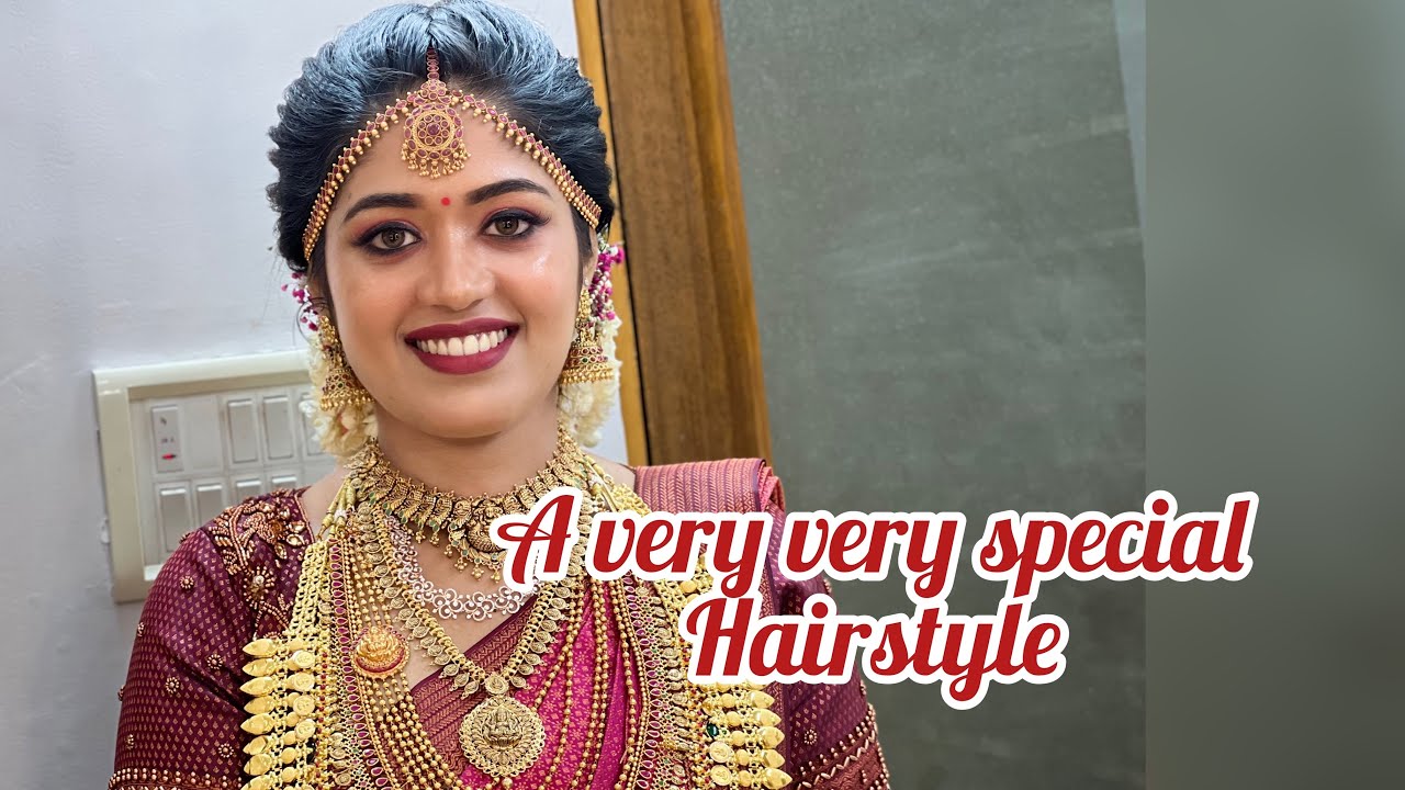 Very special hairstyle/ Iha design saree/pink saree matching bridal ...