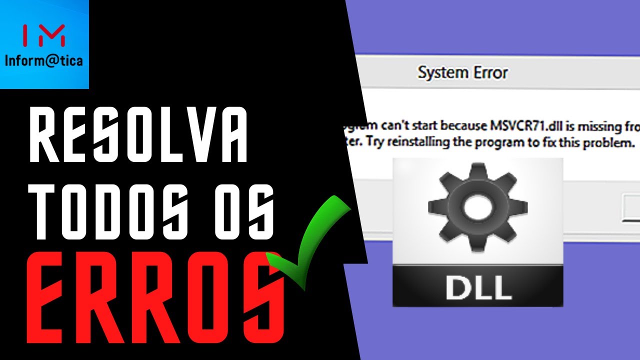 Como Resolver TODOS OS ERROS De DLL do PC - YouTube