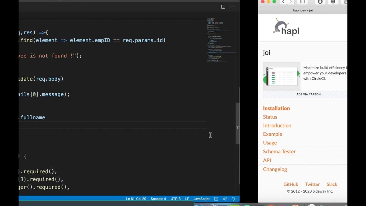 20 Node js Developer | Middleware validating inputs using Joi - YouTube