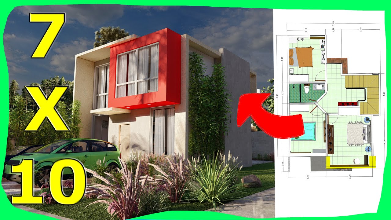 💥Fachada de CASA Moderna 7x10 de DOS PISOS - YouTube