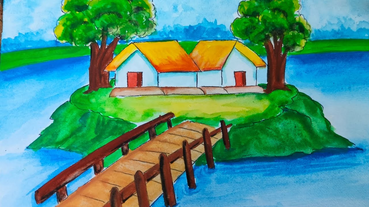 Shilpa kala Art || Scenery Drawing - YouTube