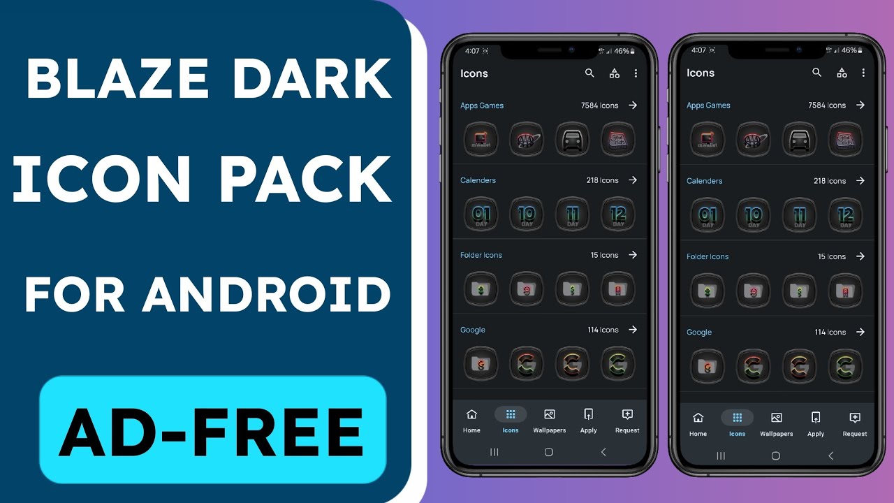 Best Free Paid Blaze Dark Icon Pack App for Android - YouTube
