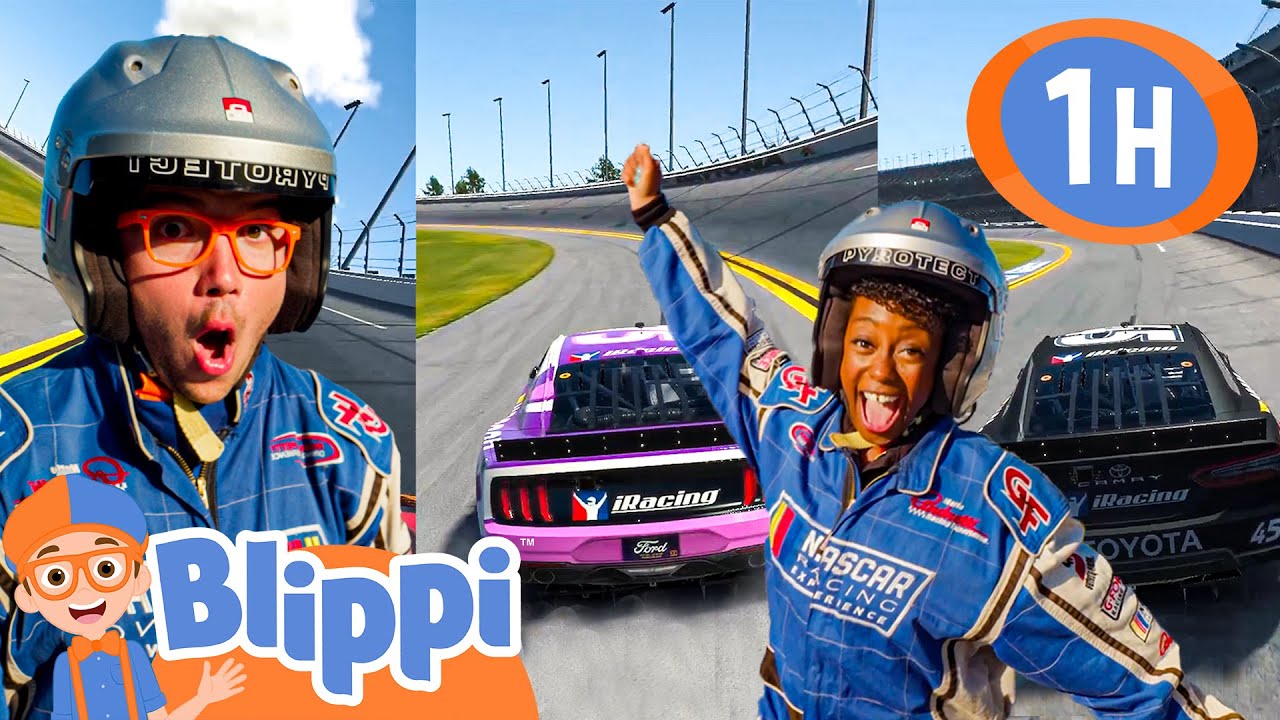 Blippi and Meekahs Nascar Race | Blippi| 🚌Wheels on the BUS Songs! | 🚌 ...