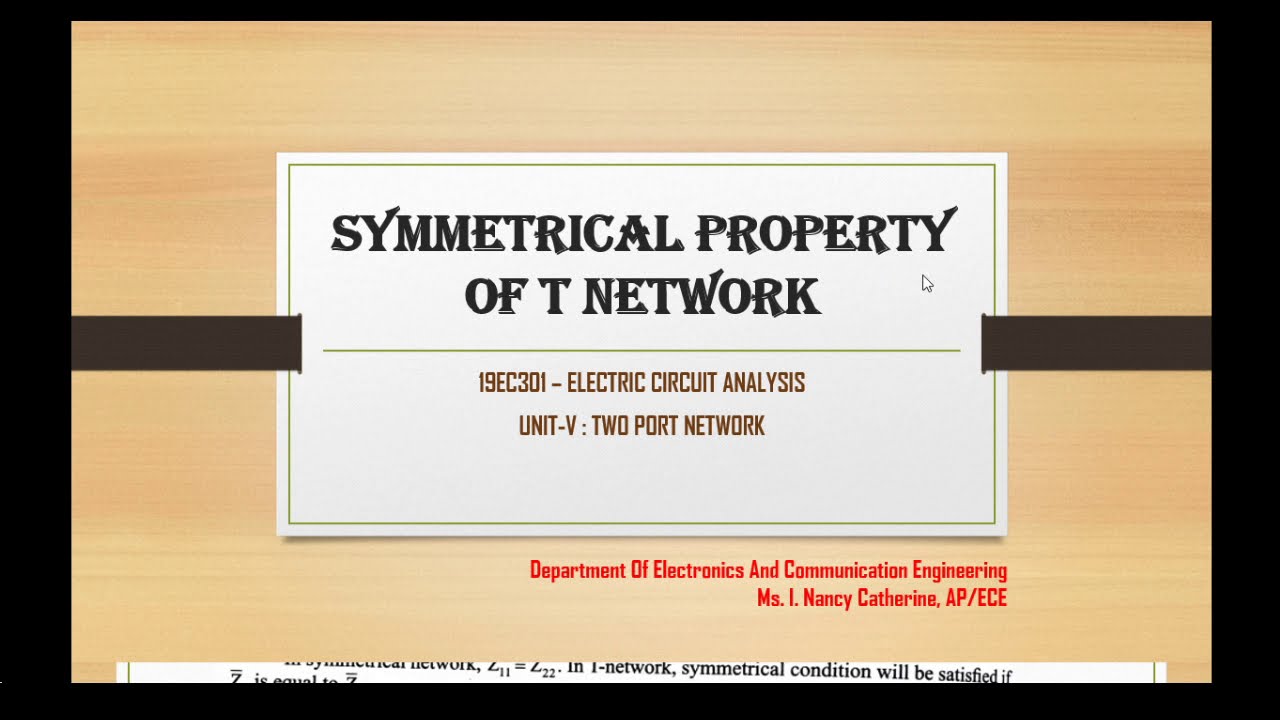 Symmetrical Property of T network - YouTube