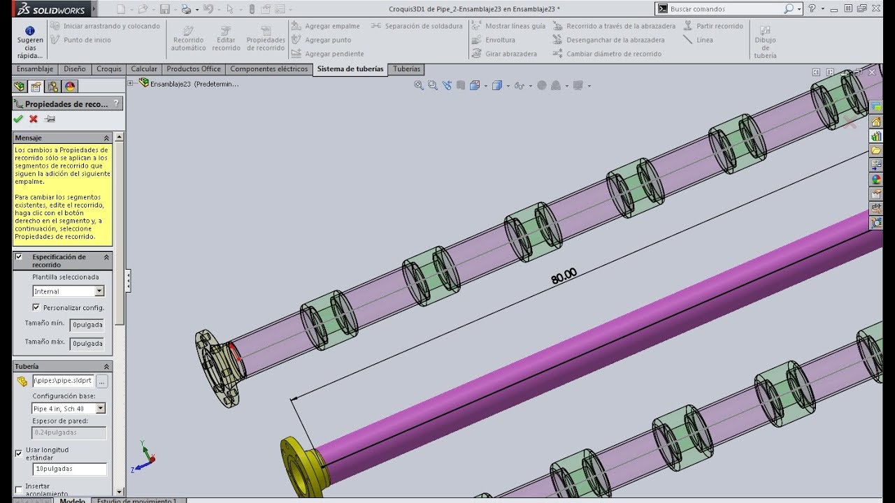 Insertar coples en sistema de tuberia routing Solidworks - YouTube