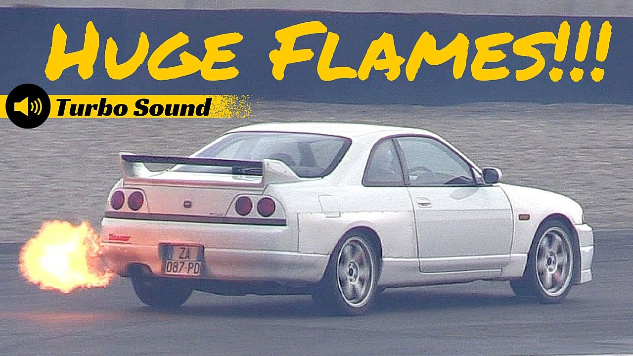 Nissan Skyline R33 GTS - Huge Flames, drifting & Pure Sound! - YouTube
