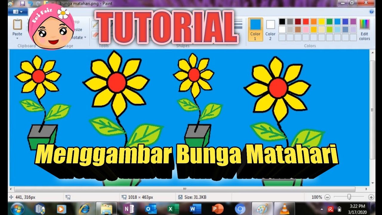 Menggambar Bunga Matahari - Paint - YouTube