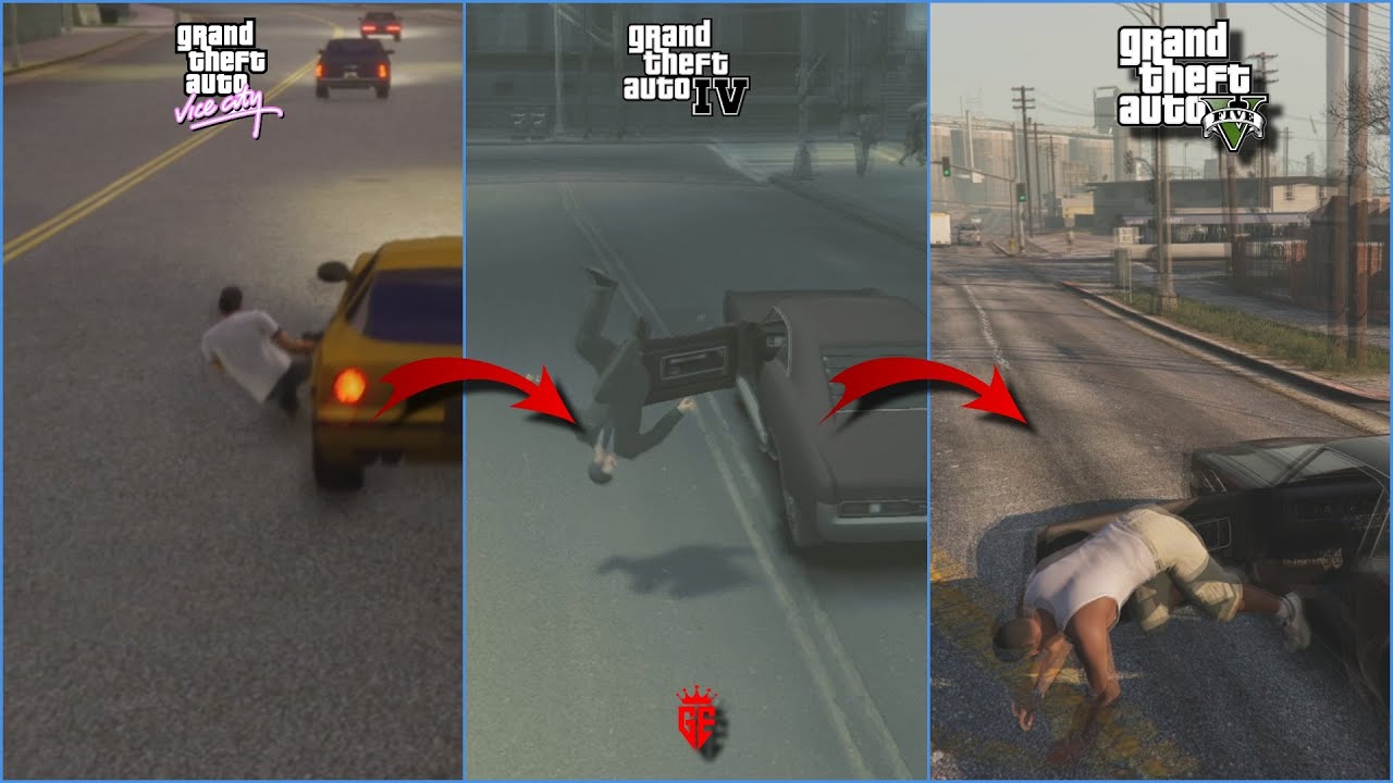 EVOLUCIÓN DE TIRARSE DEL AUTO EN LA SAGA GTA - YouTube