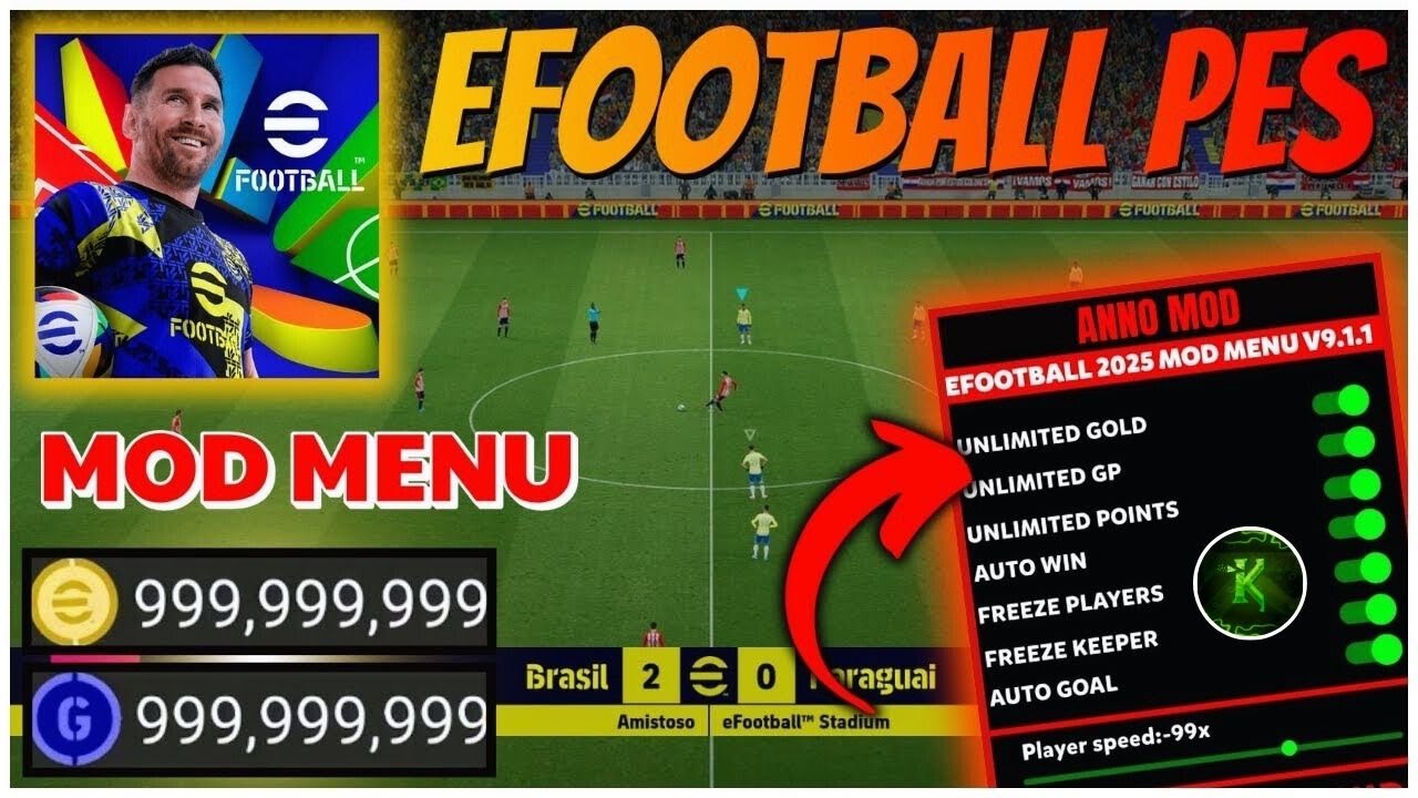 EFootball PES Mod Menu V9.1.1 New Update Unlimited Coins & Gp Unlocked ...