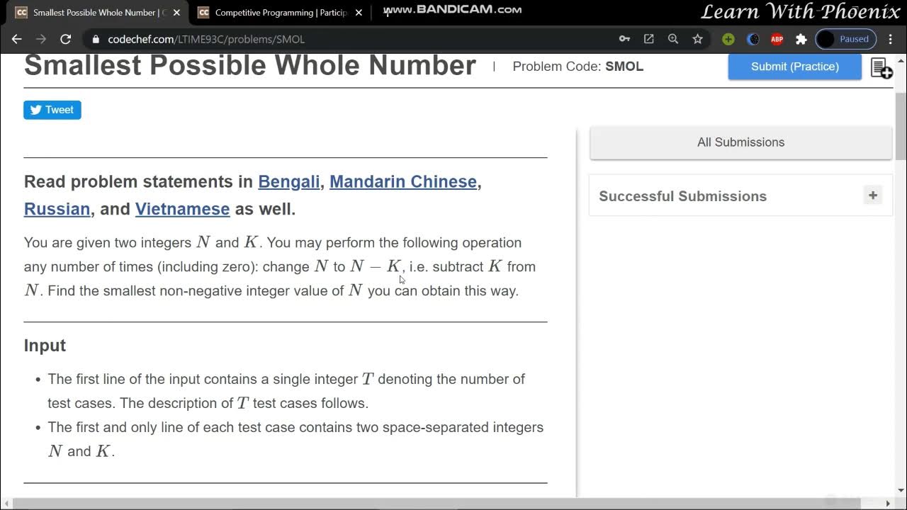 SMOL | Codechef Div-3| February Lunchtime 2021 Division 3 | Solution ...