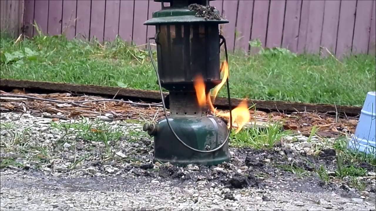 Accidental camping lantern misfire (lantern fuel cap caught fire) - YouTube