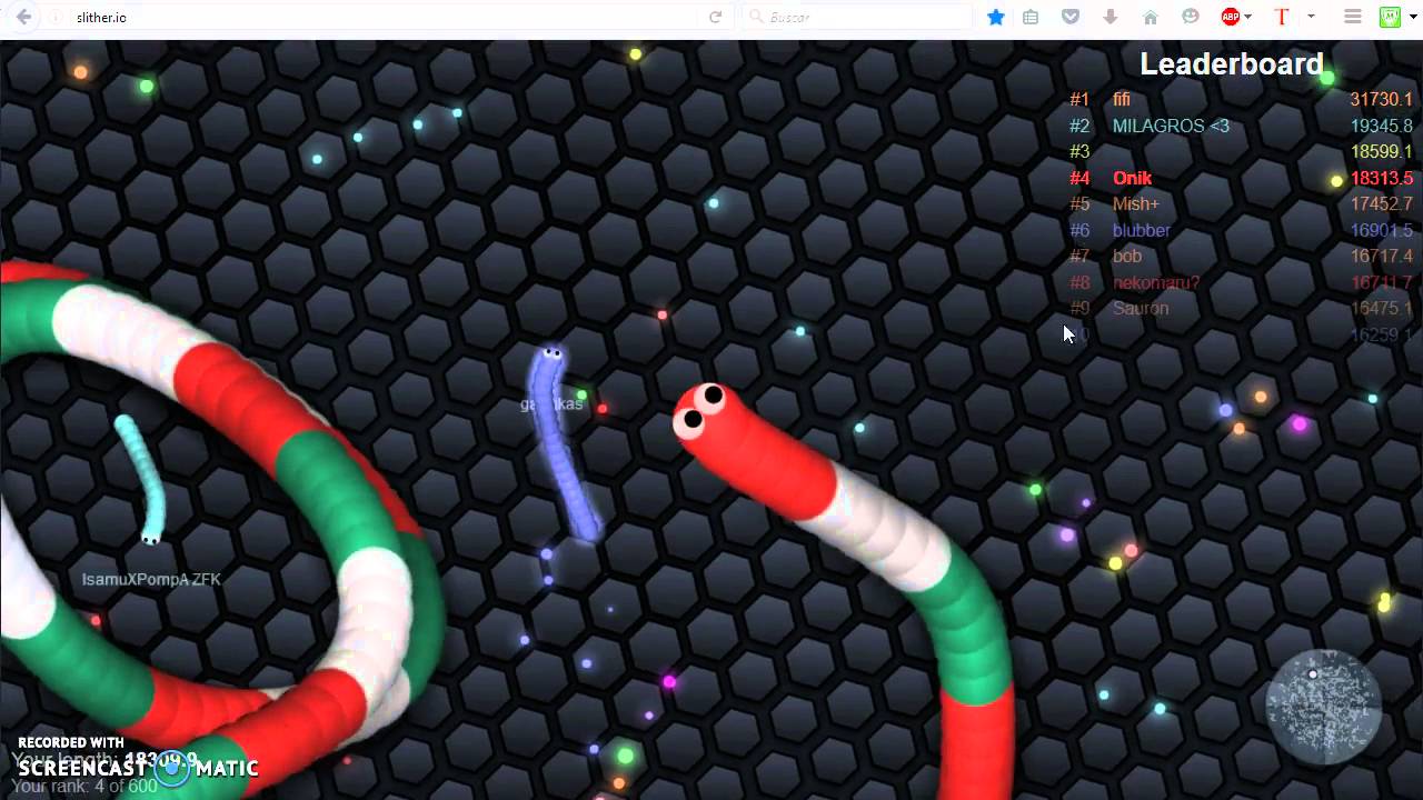 Slither.io Primer Lugar 1º - YouTube
