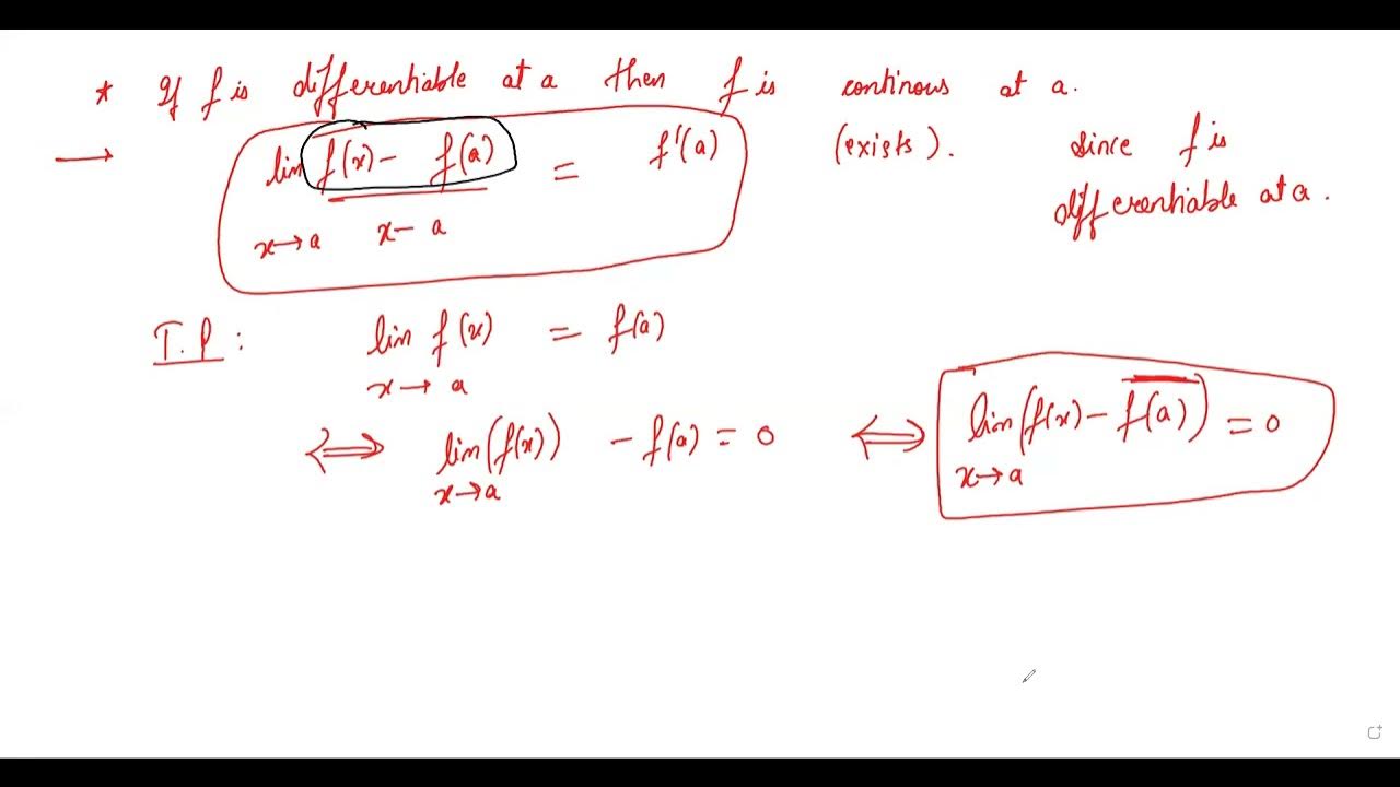 If a function f is differentiable at a then f is continuous at a. #continuity #differentiation # ...