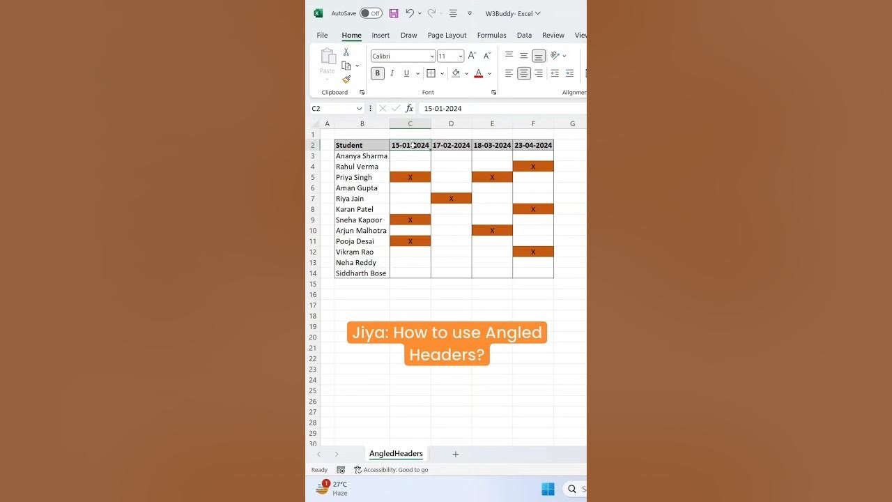 How to use Angled Headers in excel #shorts #excel #exceltips #tutorial - YouTube