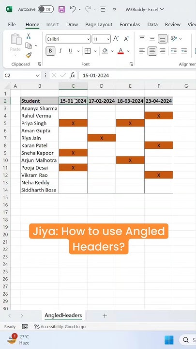 How to use Angled Headers in excel #shorts #excel #exceltips #tutorial - YouTube