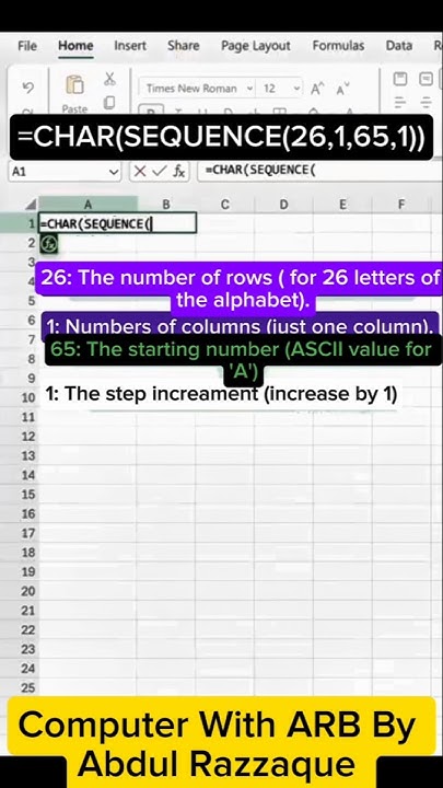 Don't Manually Type A to Z in Microsoft Excel | Mastering CHAR SEQUENCE Formula in Excel Made ...