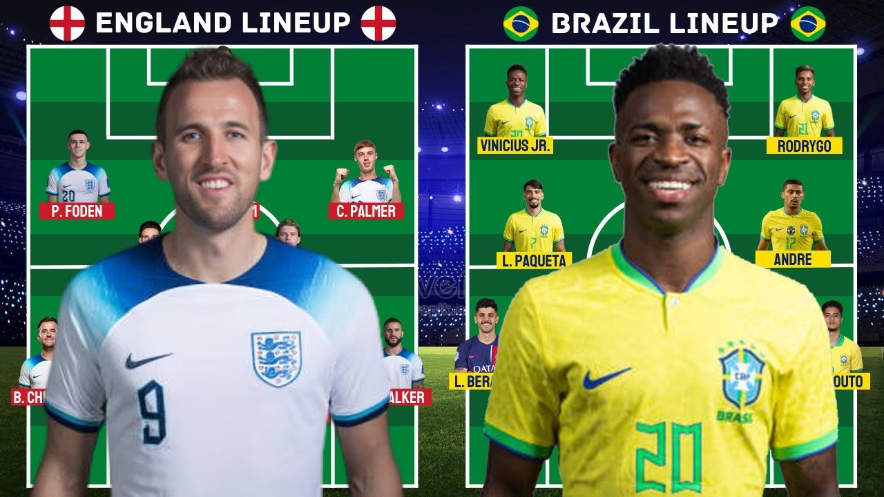 England Vs Brazil Head To Head Predicted Lineup International Friendly ...
