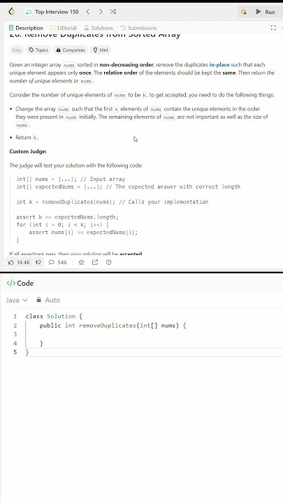Leetcode 26 Remove Duplicates From Sorted Array Leetcode Dsa 4459