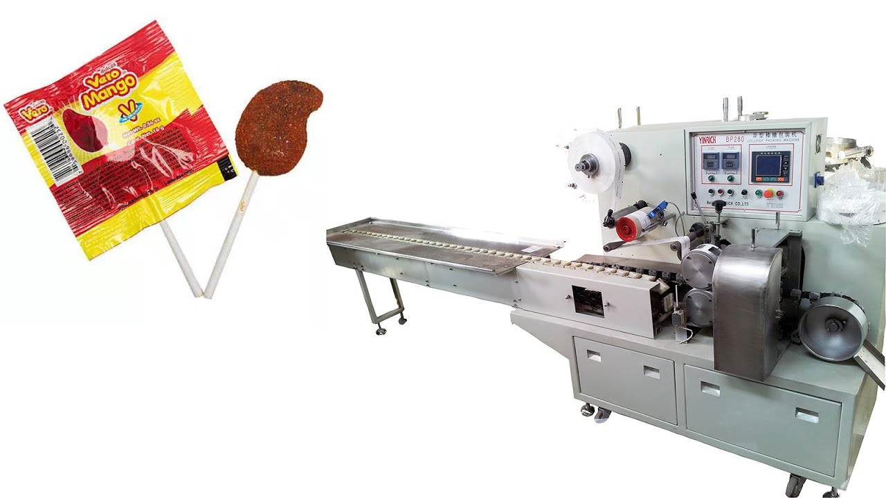 Flat lollipop 4-seals wrapping machine, flat lollipop packaging machine ...