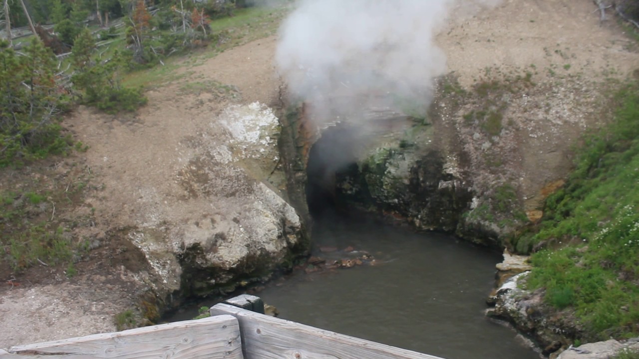 Yellowstone National Park Dragon's Mouth Spring - YouTube