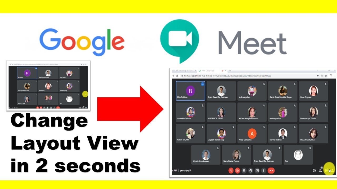 Google Meet | How to Change Layout View from Auto to Tiled | Few to ...