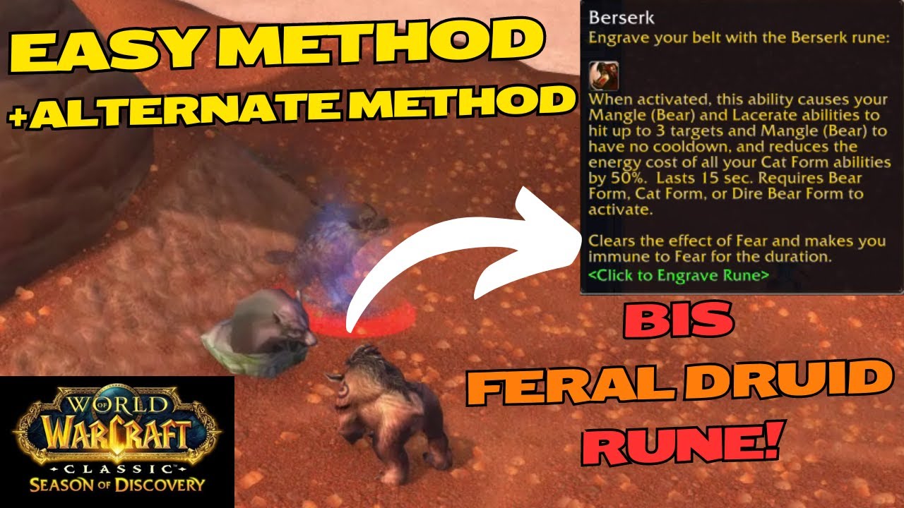 How to Get the Berserk Rune for Druid - WoW Classic Season of Discovery ...