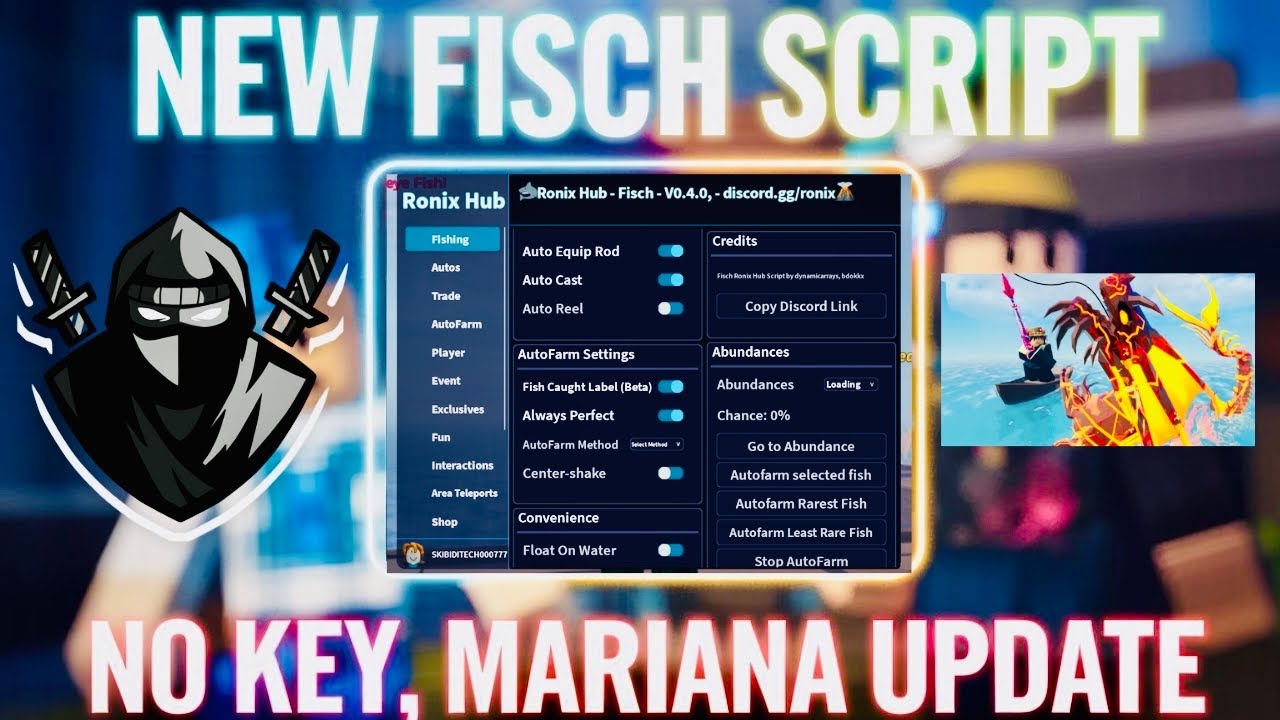 BEST Roblox Fisch Script (🐋Mariana Update) Ronix Hub | Auto Fish More ...