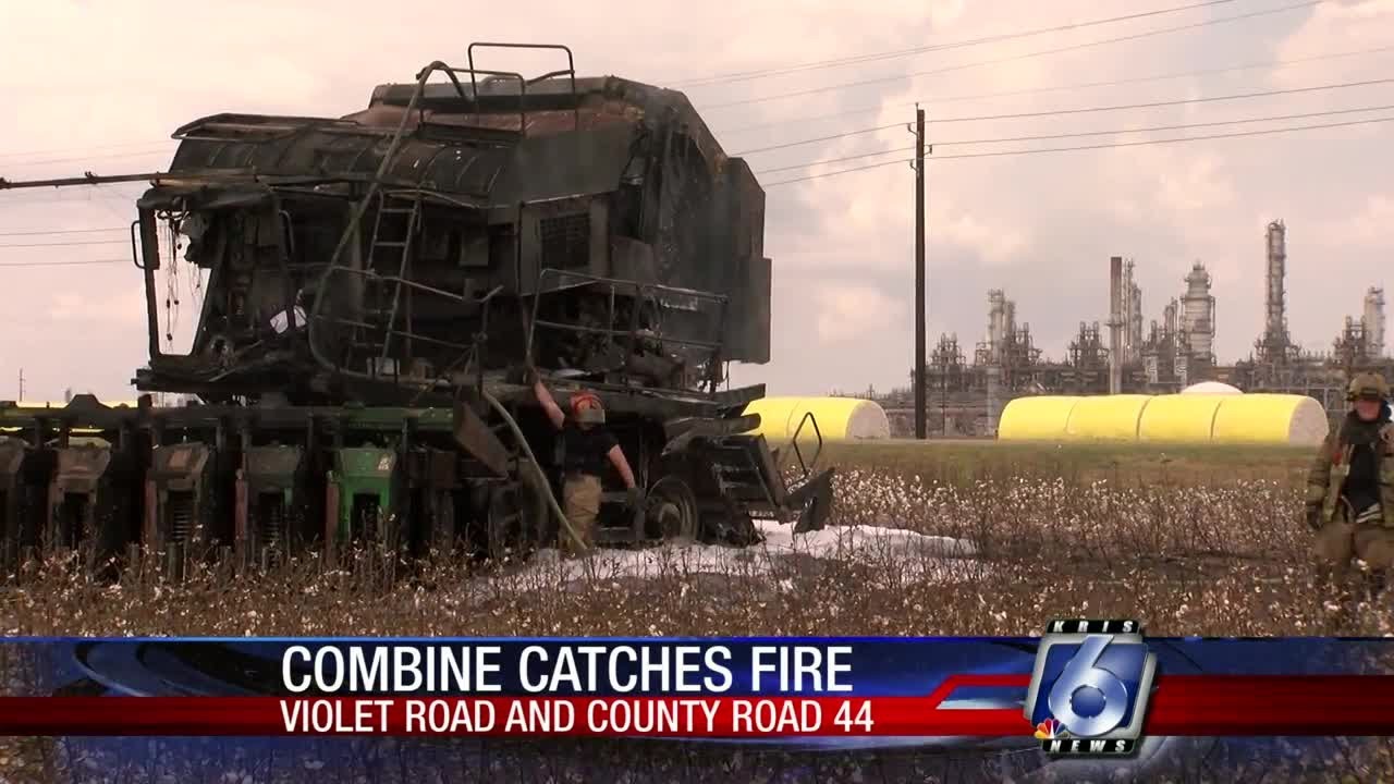 Fire destroys cotton combine vehicle - YouTube