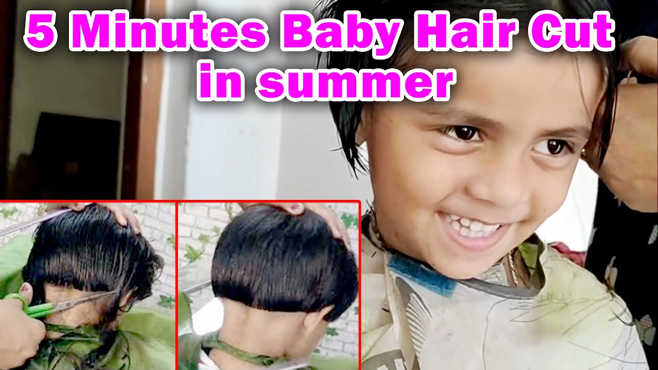 5 Minutes Baby Hair Cut in summer ||baby Rasna cut step by step in ...