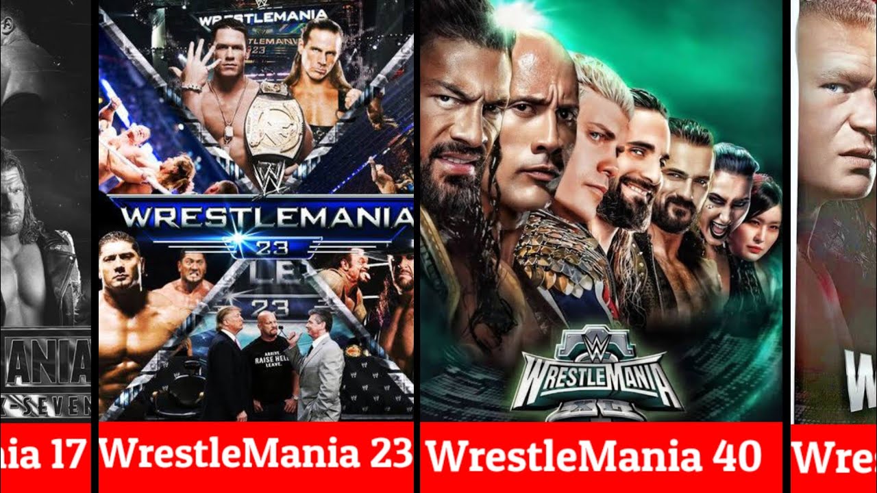 List of Every WrestleMania 1-40 Poster Design in WWE History 🔥 - YouTube