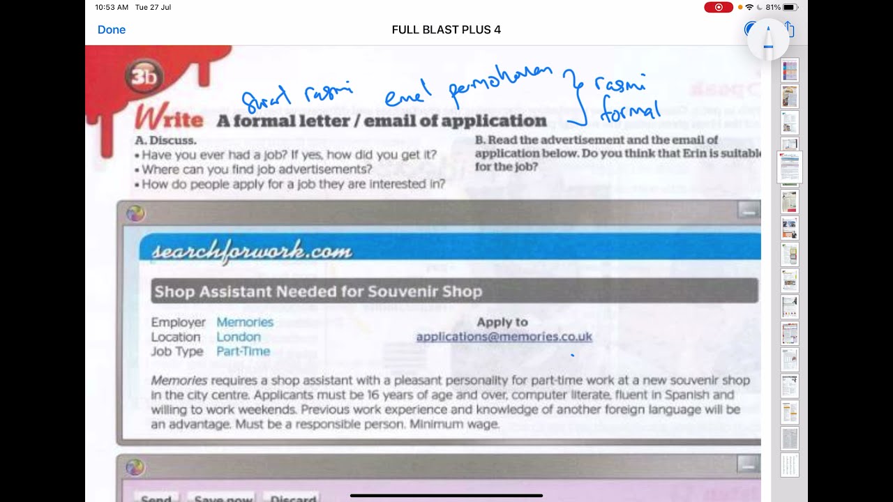 Form 4 - Unit 3b- Writing a formal letter of application / email (CEFR ...