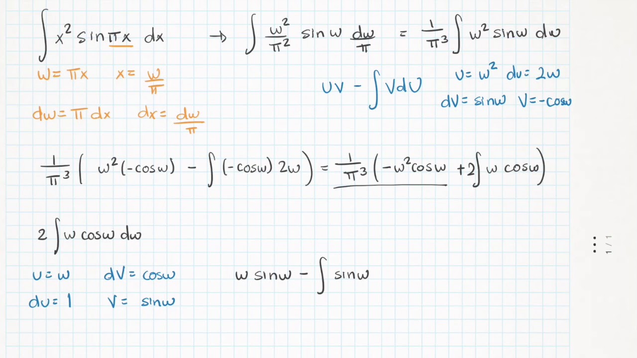 Integral De X 2 sin pi X YouTube