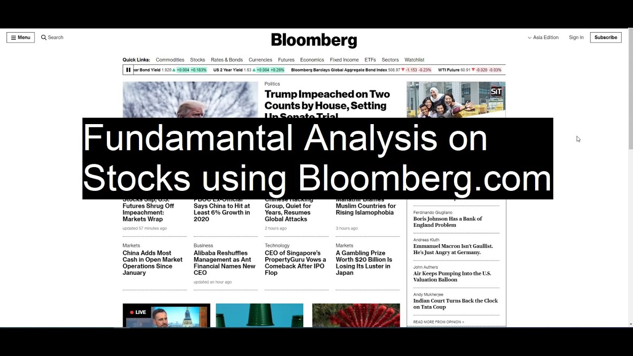 Fundamental Analysis on Stocks using Bloomberg.com - YouTube