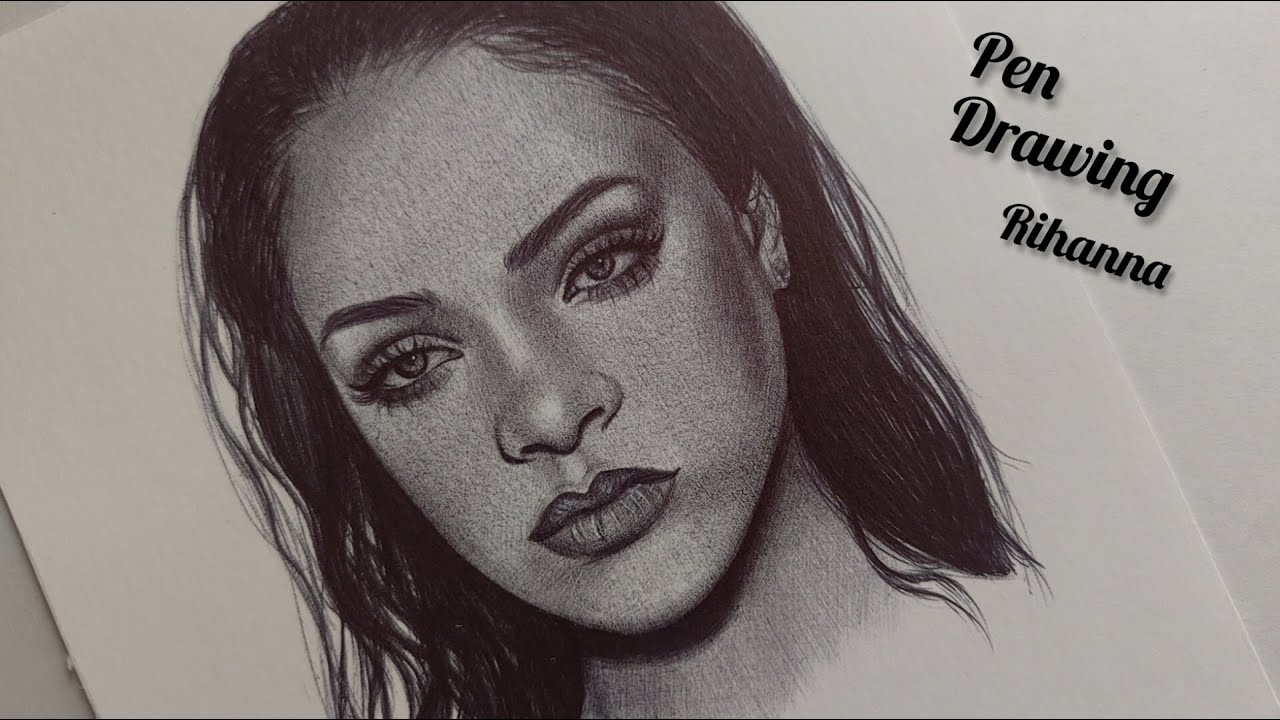 Rihanna drawing |realistic portrait of rihanna |Time lapse prtrait ...